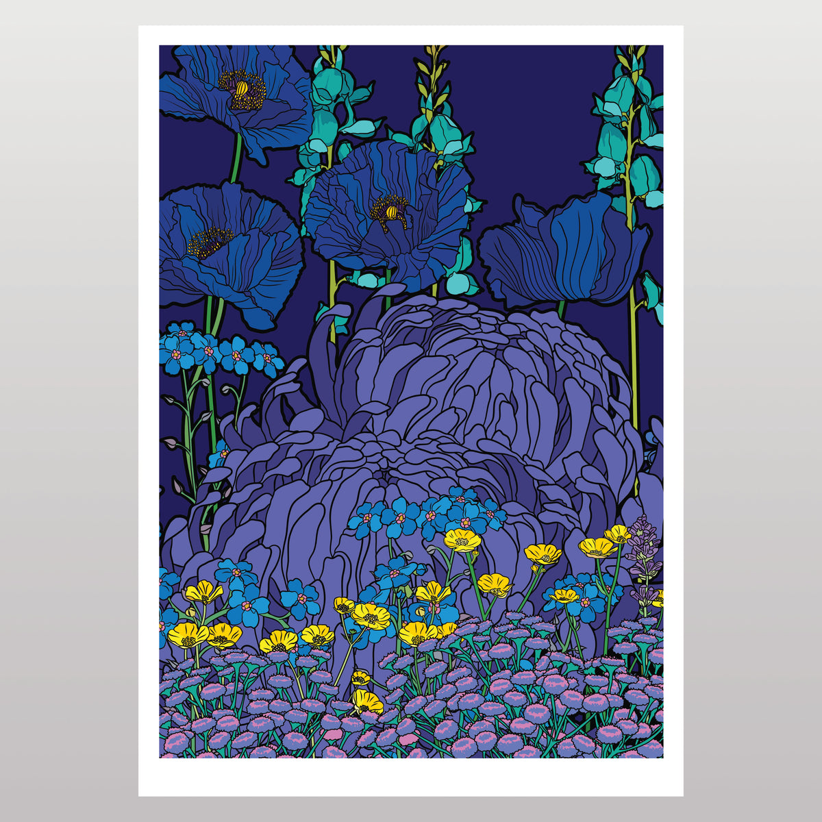 Graphic Rewilding | Midnight Chrysanthemum 1 | Art Print