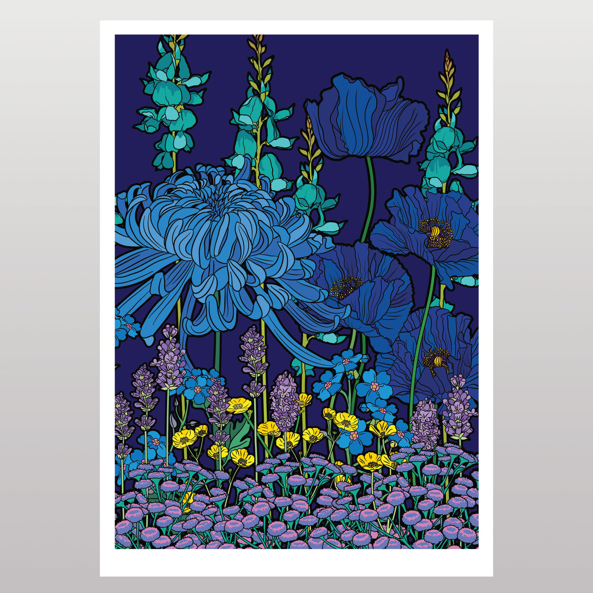 Graphic Rewilding | Midnight Chrysanthemum 3 | Art Print